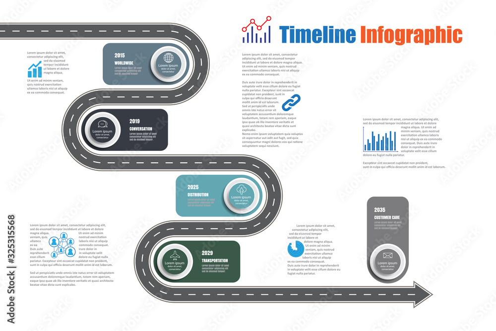 Business road map timeline infographic template with pointers designed ...