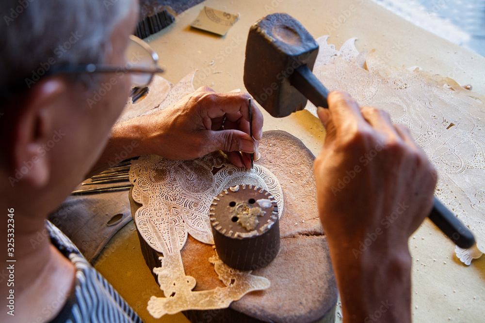 wayang kulit or shadow puppet making process Stock Photo | Adobe Stock