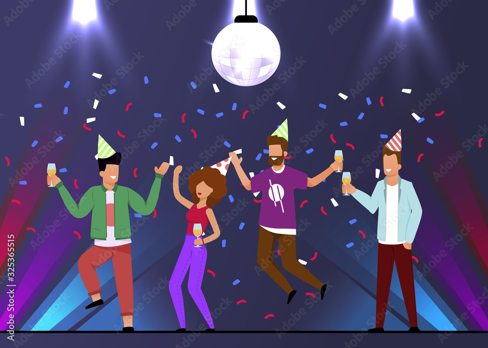 Happy Men and Woman Celebrate Corporate Party, Holiday, Birthday in ...