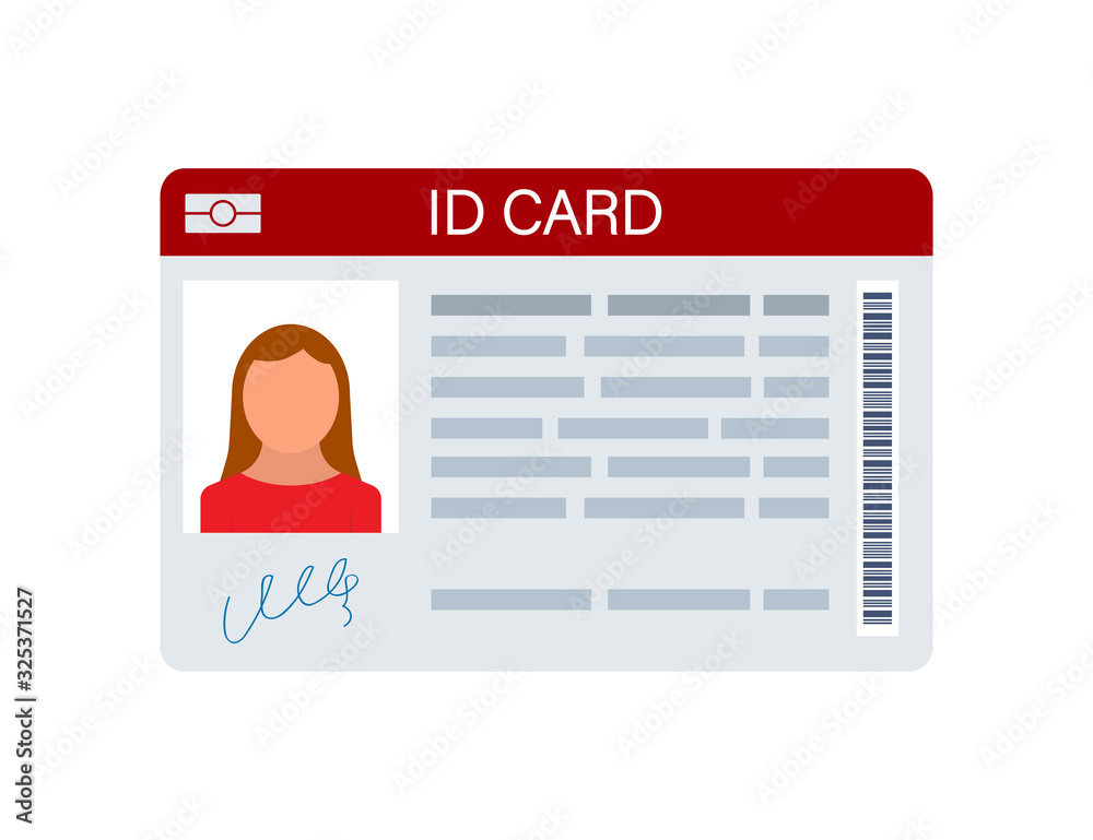 ID Card on white background. Flat design style. Vector illustration ...