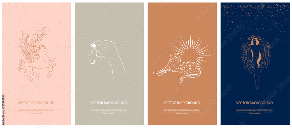 Set of mythology and mystical illustrations for Mobile App, Landing ...