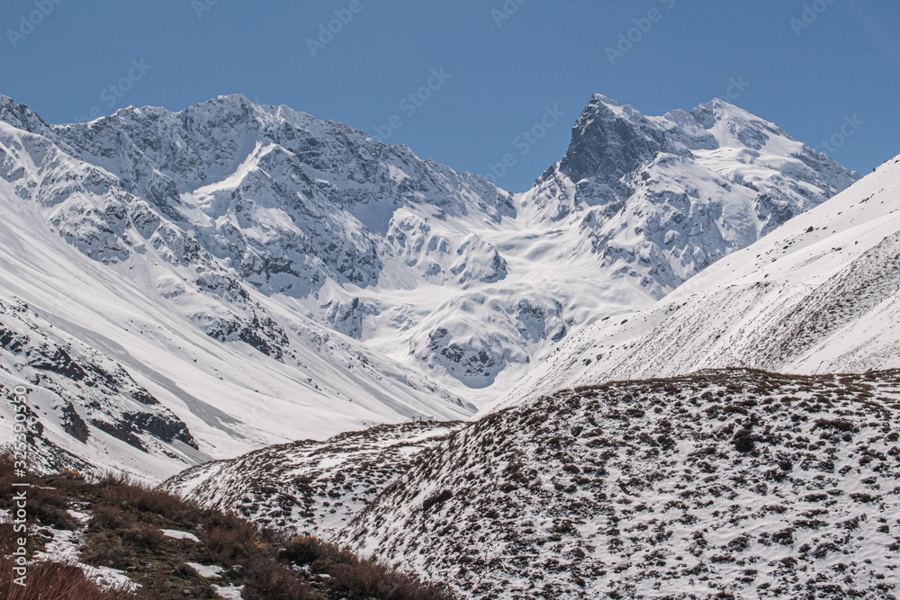 Natural Monument El Morado. Mountain El Morado and valley, in Cajón del ...