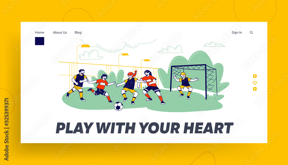 Kids Playing Soccer Website Landing Page. Football Academy or School ...