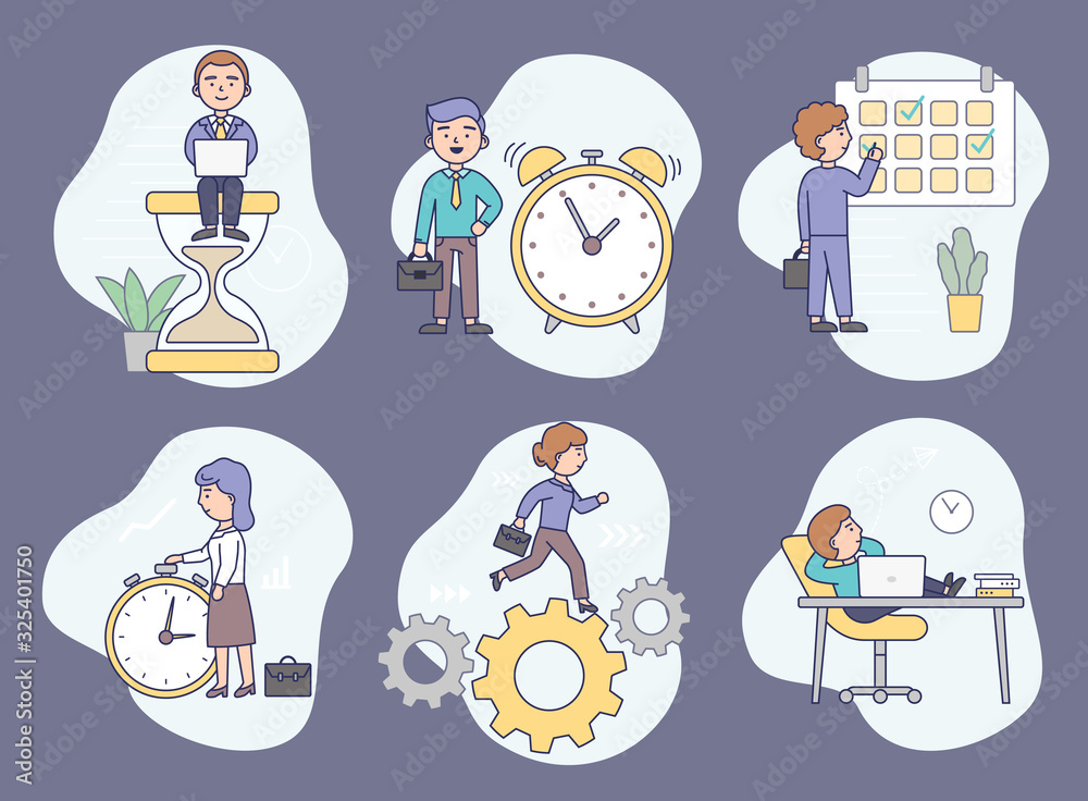 Time Management Concept. Business Men And Women Are Planning Their Work ...