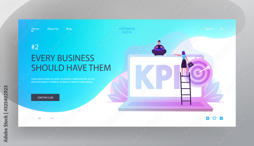 Key Performance Indicator, Kpi Website Landing Page. Businessman ...