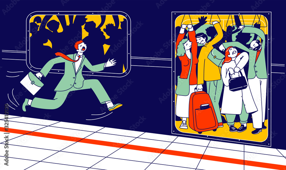 Crowded Train Cartoon