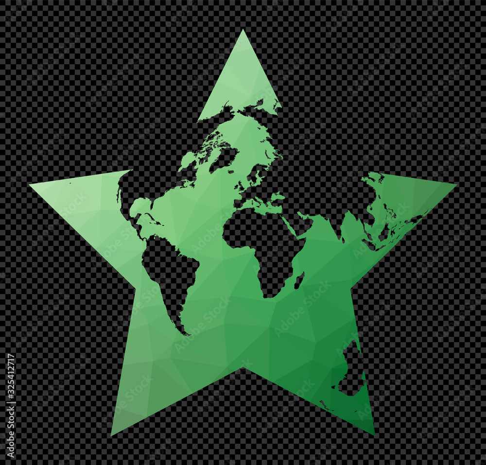 Transparent digital world map. Berghaus projection. Polygonal map of ...