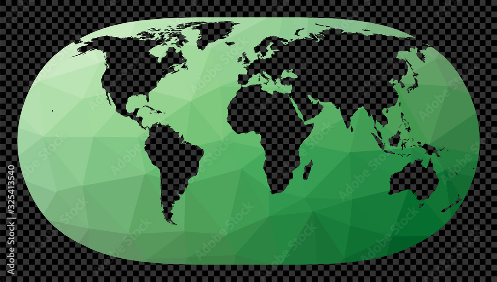 Geometric world map. Natural Earth 2 projection. Polygonal map of the ...