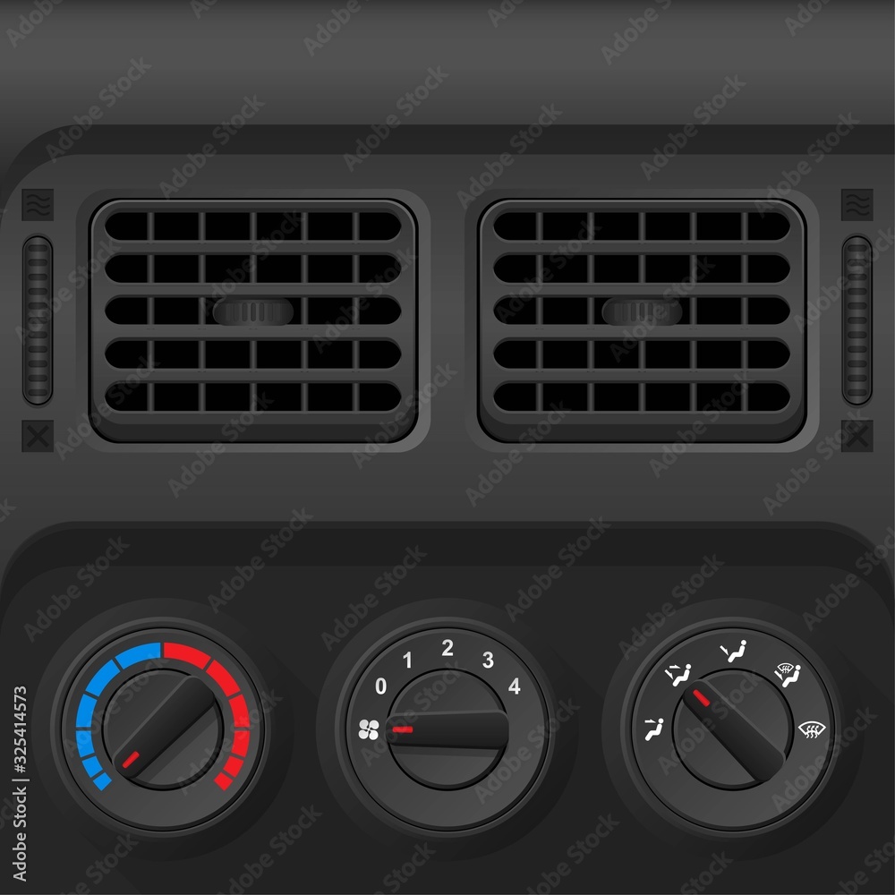 Car Air Conditioner Cold Hot Heater Knob Button Control and Vent Fan ...