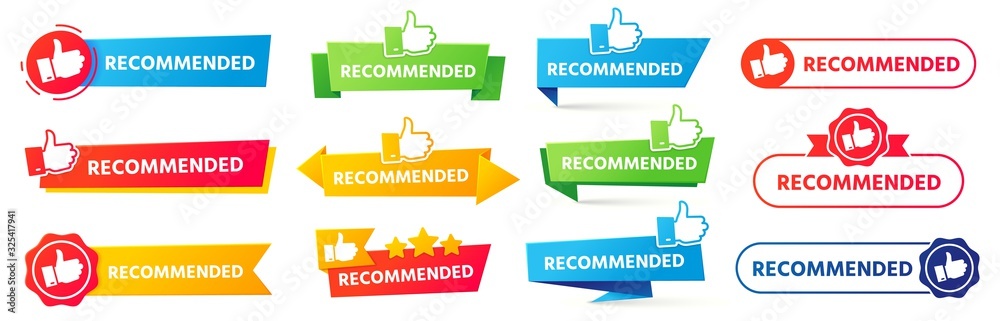 Recommended banner. Best recommendation badge, bestseller tag and tor ...