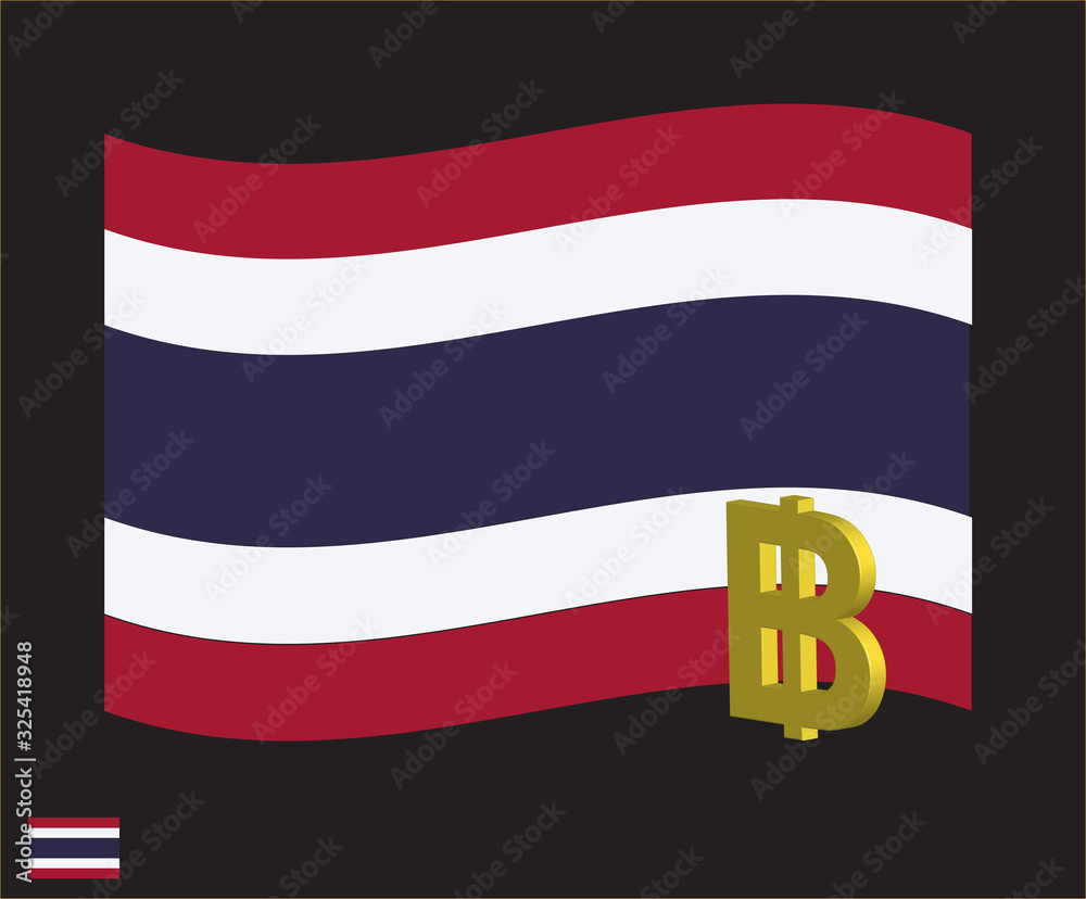 Vecteur Stock 3d of The Thai Baht - THB symbol with Thailand flag ...