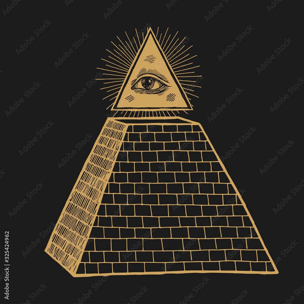 Eye of providence. All seeing eye in the triangle on top of the pyramid ...