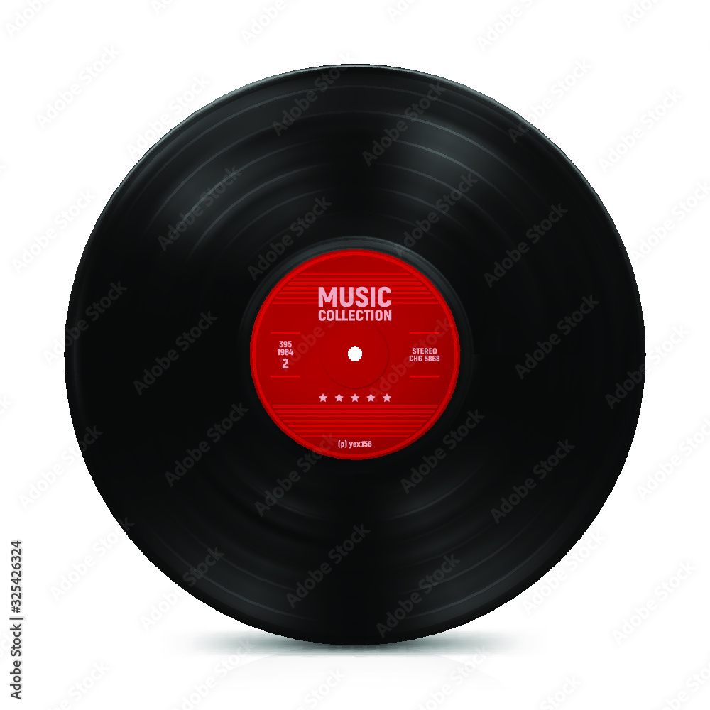 gramophone vinyl record with label. Music collection. old technology ...