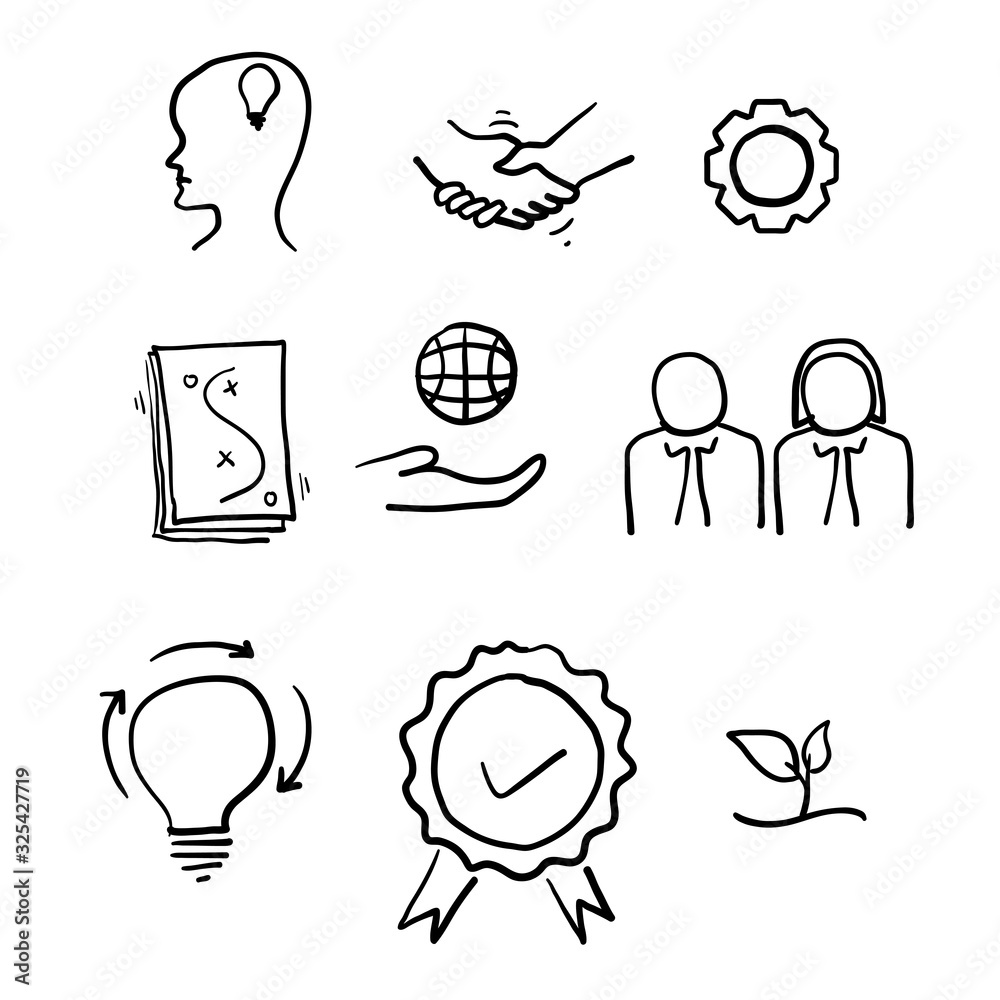 hand drawn Core Values symbol collection. Mission, integrity value icon ...