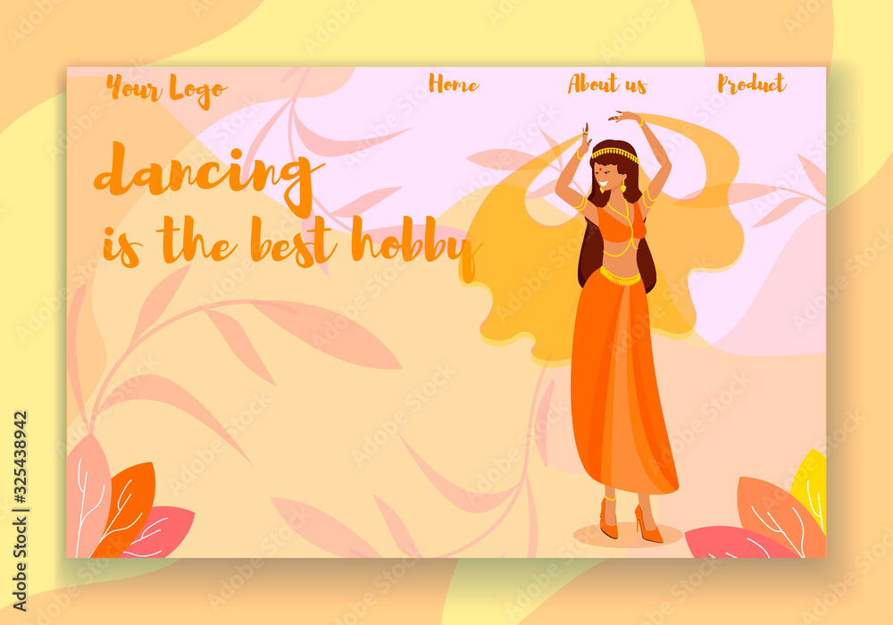 Dancing is the Best Hobby Horizontal Banner. Young Woman in Beautiful ...