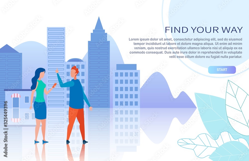 Find New Way Motivational Landing Page Mockup. Man and Woman over ...