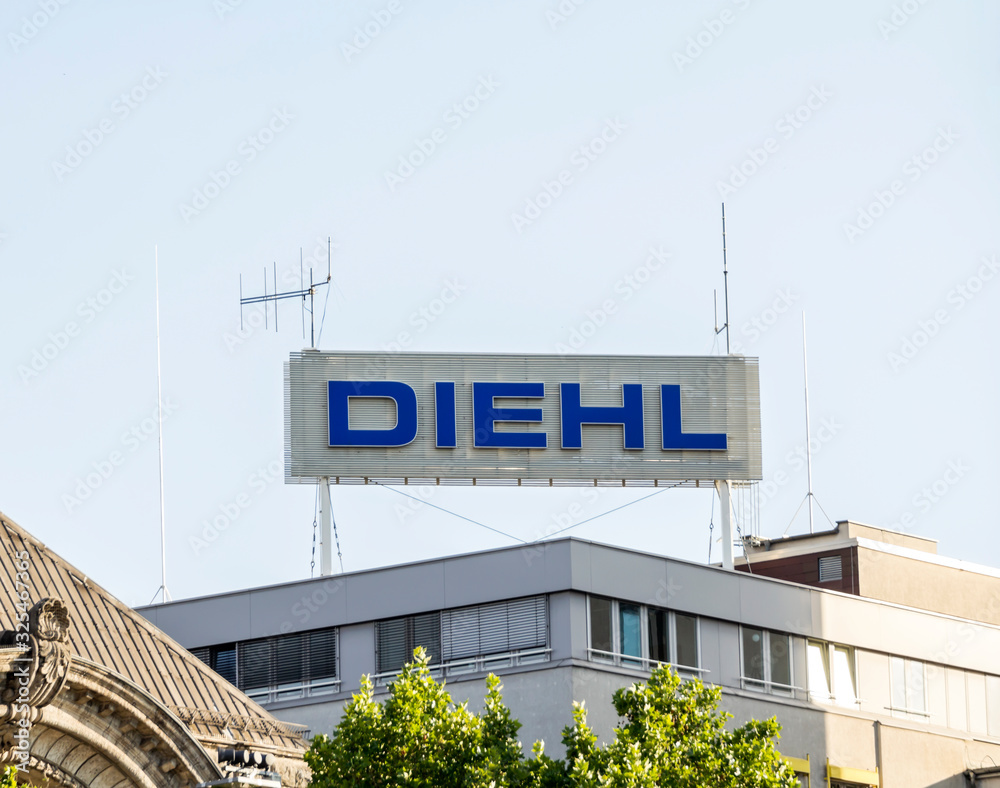 Nurnberg, Germany: The arms manufacturer company Diehl Defense sign in ...