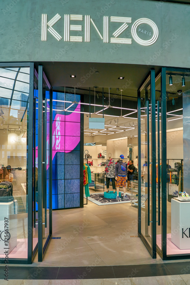 SINGAPORE - CIRCA APRIL, 2019: entrance to Kenzo store in the Shoppes at Marina Bay Sands. Stock ...