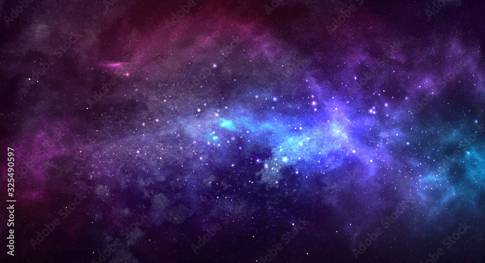 Vector cosmic illustration. Colorful space background with stars Stock ...