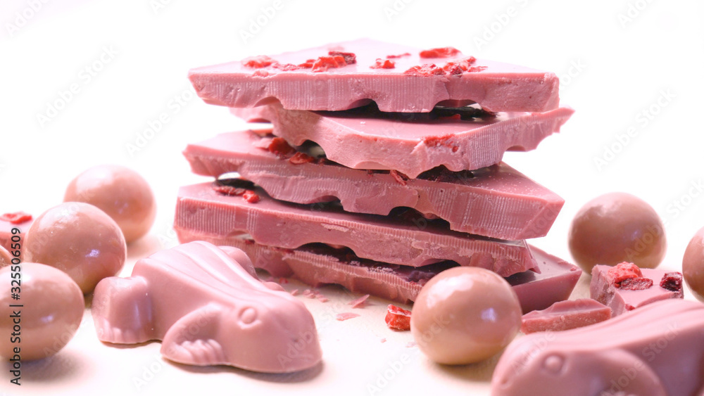 Ruby chocolate, made from botanical cocoa bean varieties that have the ...