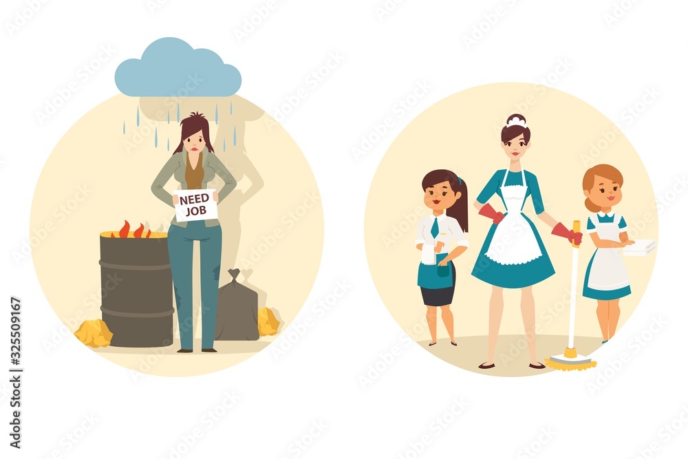 Jobless woman finds new job as maid, people before and after employment ...