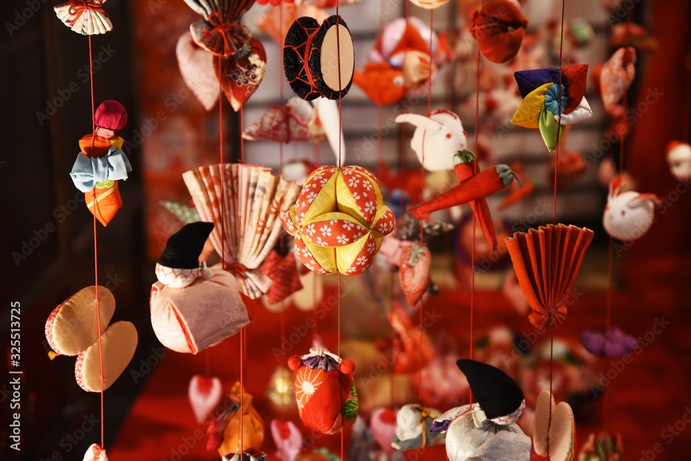 Traditional handmade Hanging decorations are decorated in Izu Inatori ...