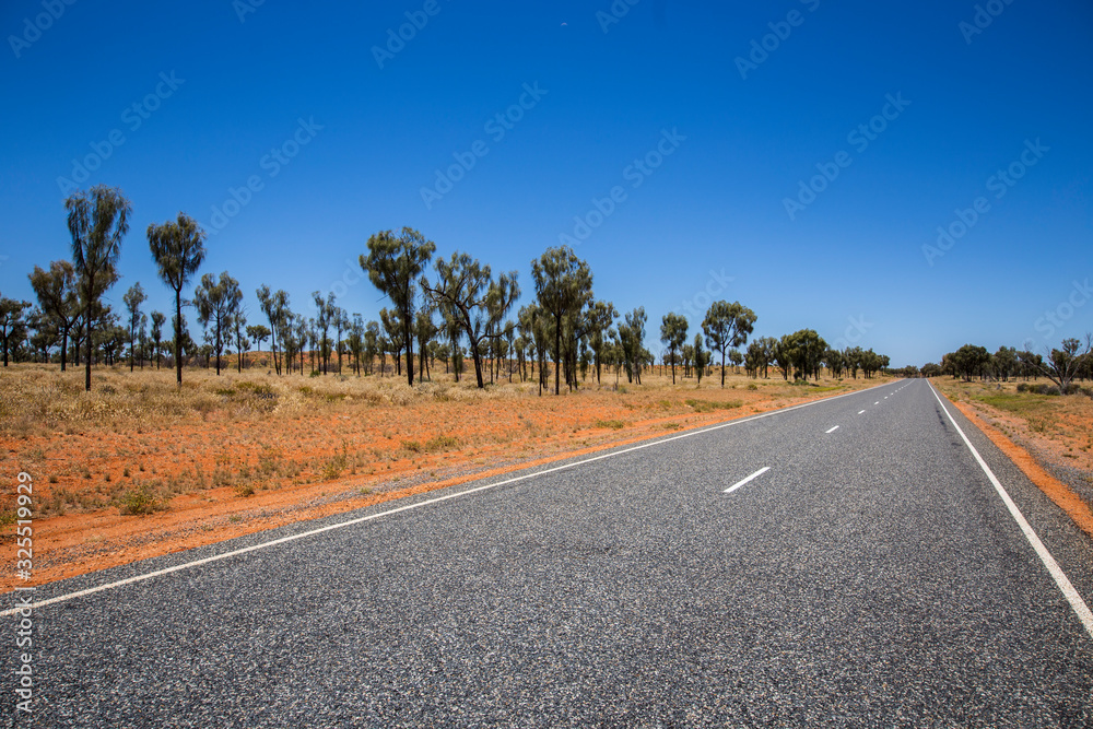 The road to nowhere at the Australian Outback. The stuart highway on ...
