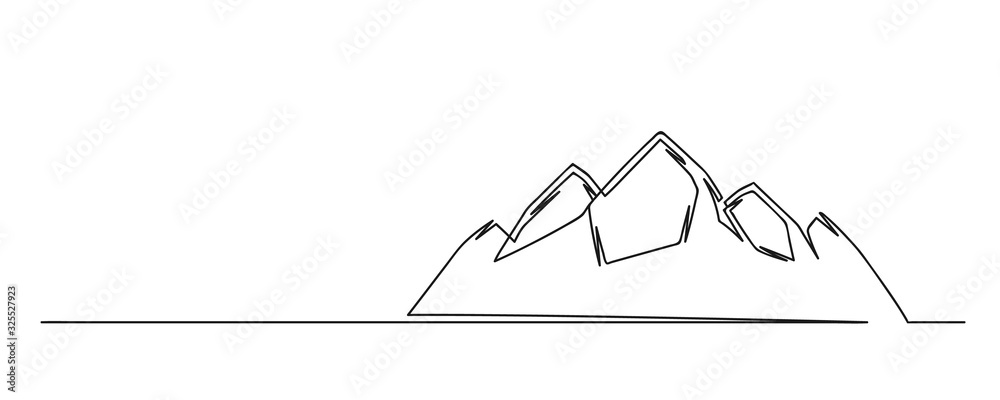 Continuous one line drawing of mountain hills Stock Vector | Adobe Stock