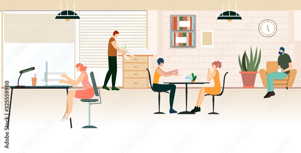 Bright Poster Office Situations Cartoon Flat. Project Management Office ...