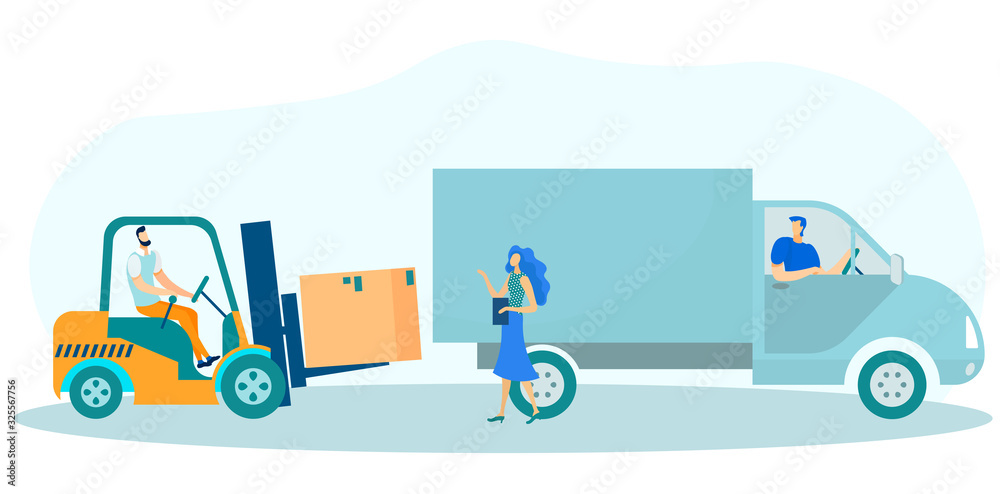 Logistics Concept Flat Cartoon Vector Illustration. Storehouse Worker ...