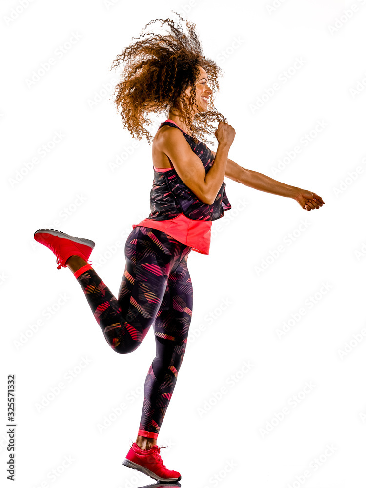 woman cardio dancer dancing fitness fitness exercises isolated white ...
