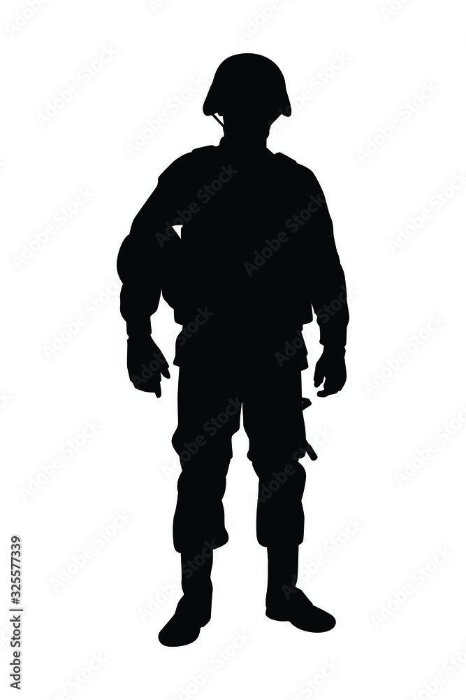 Standing soldier with weapon silhouette vector Stock Vector | Adobe Stock