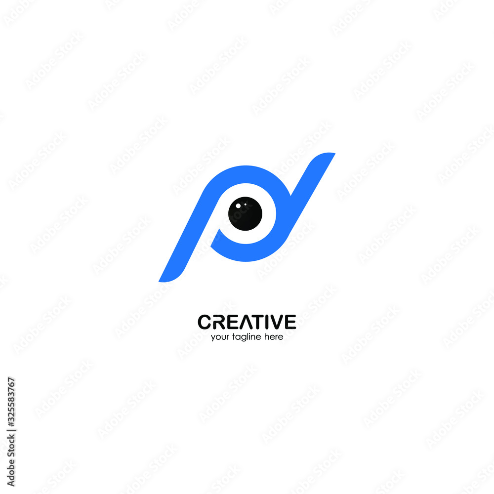 eye logo letter pn. design of the combination of the letters p, n and ...