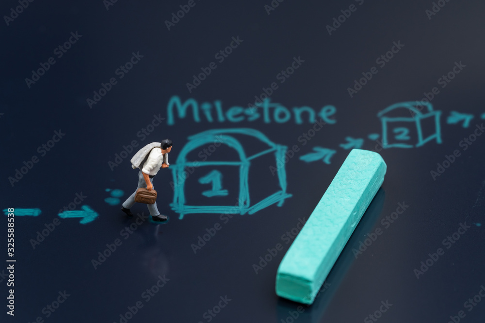 Business success achievement, milestone for project or life planning ...