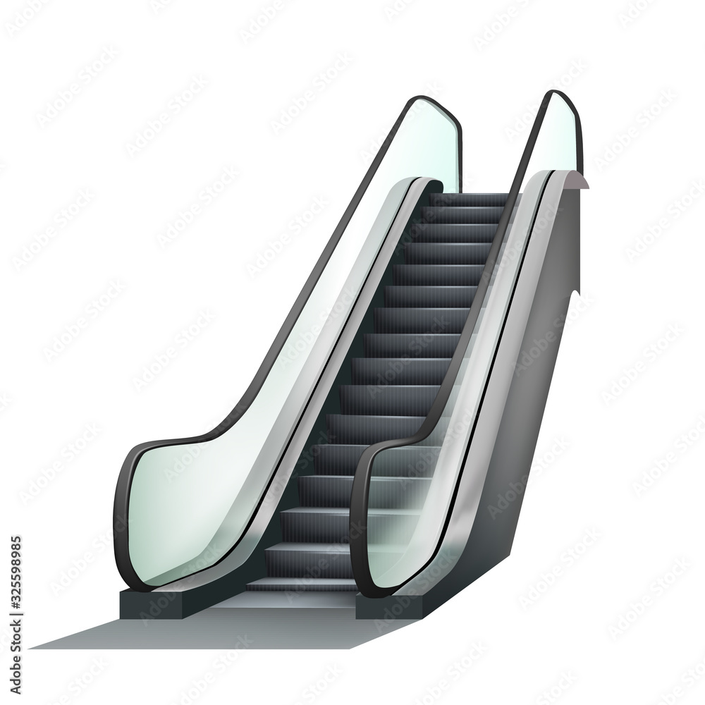 Escalator Airport Electronic Equipment Vector. Speed Stairway Escalator ...