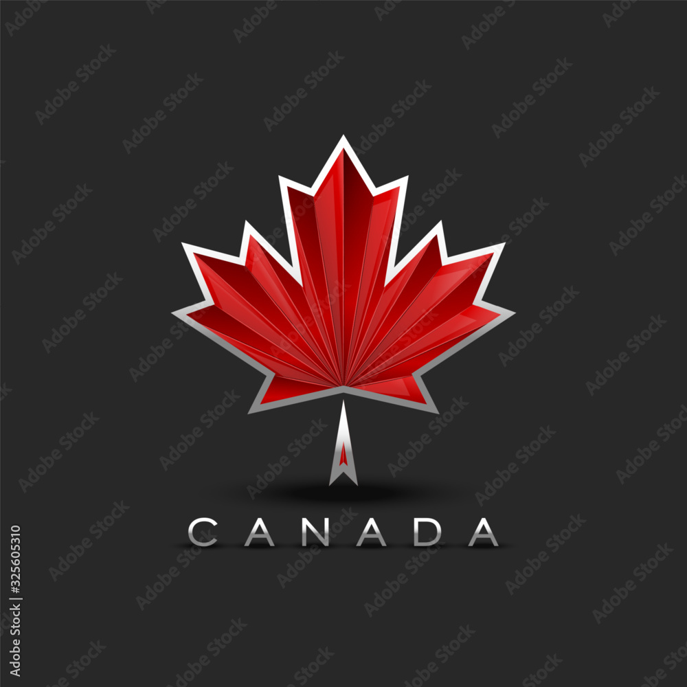 Coat of arms of Canada maple leaf with 3D effect, patriotic symbol for ...