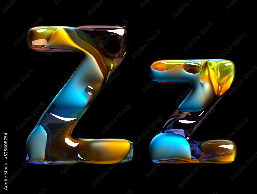 3d render of abstract art of surreal 3d letters z, uppercase and ...