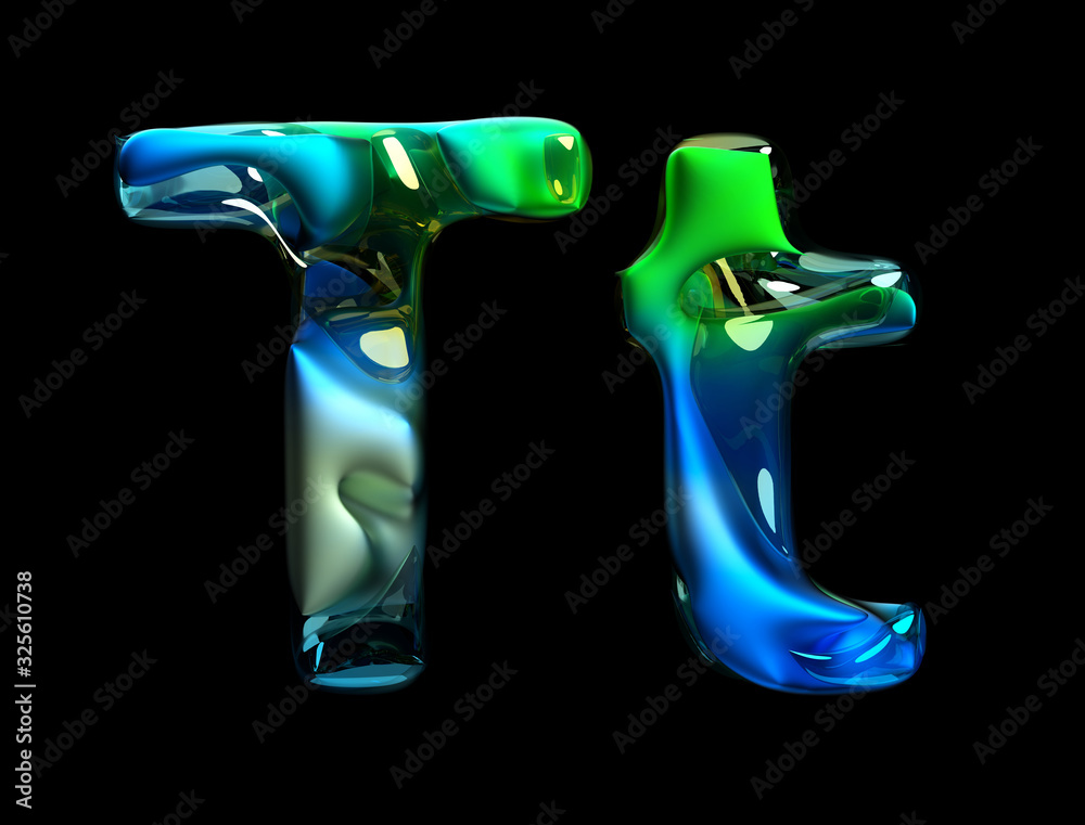 3d render of abstract art of surreal 3d letters t, uppercase and ...