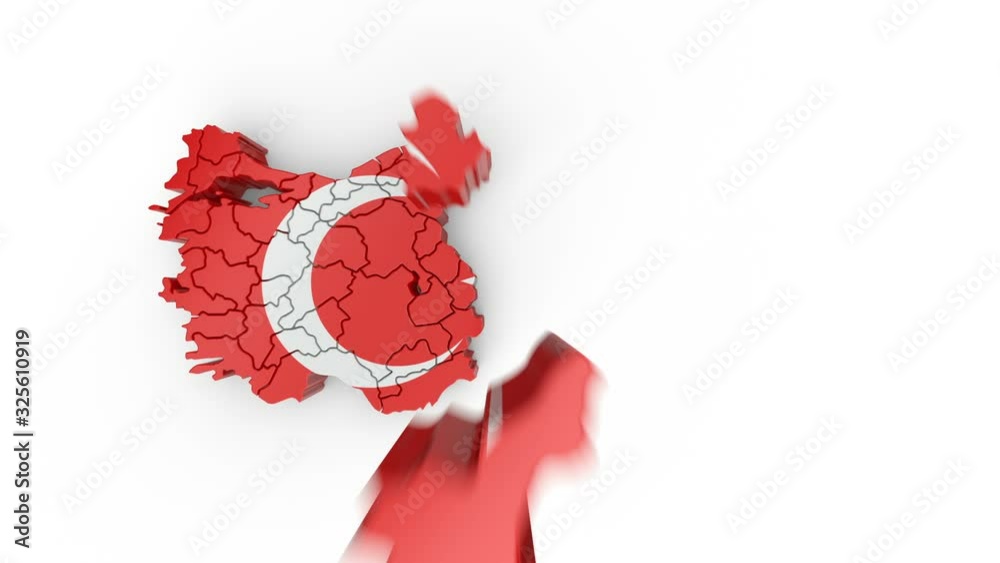Map of Turkey with flag, top view. Formed by individual states falling ...