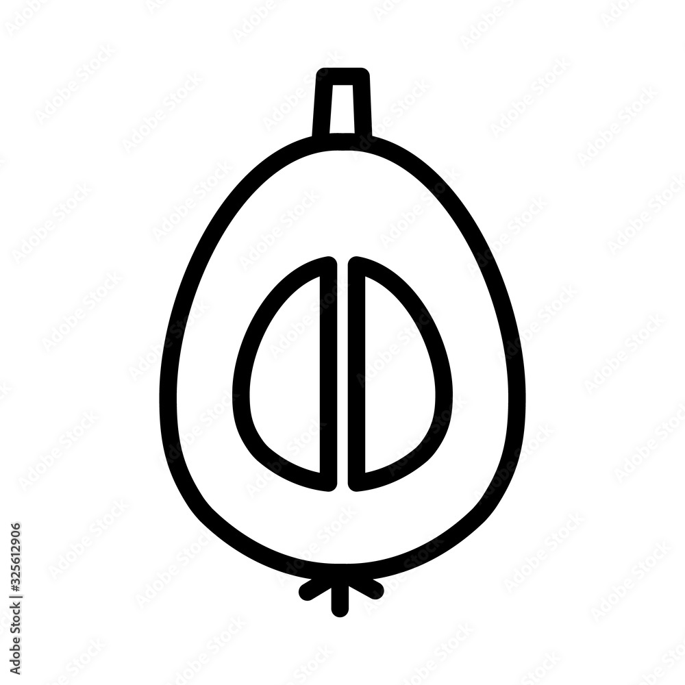 Outline vector icon of slice of loquat with seeds isolated in white ...