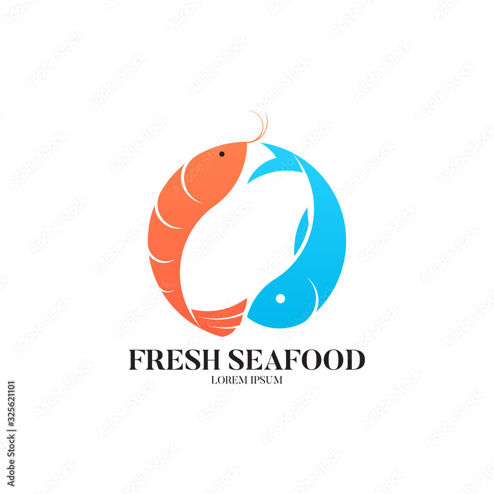 Fresh seafood logo template. Creative vector template of sea food ...