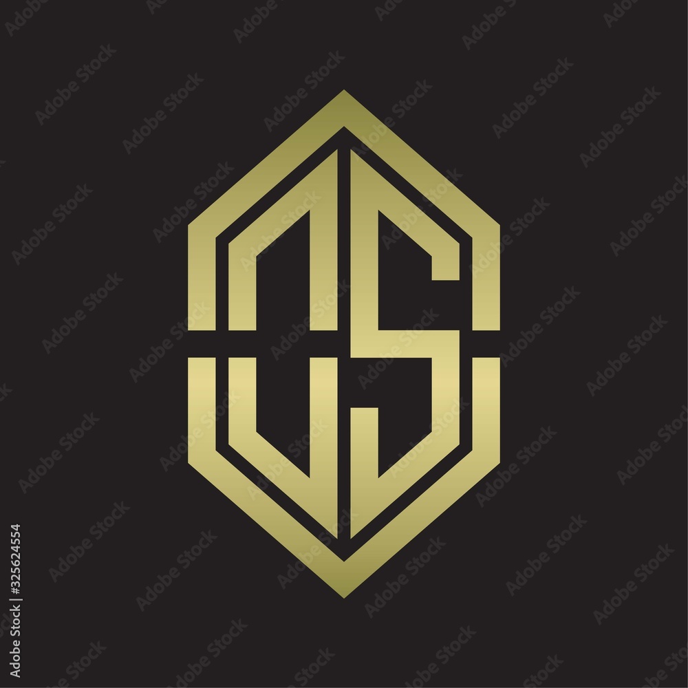 OS Logo monogram with hexagon shape and outline slice style with gold ...