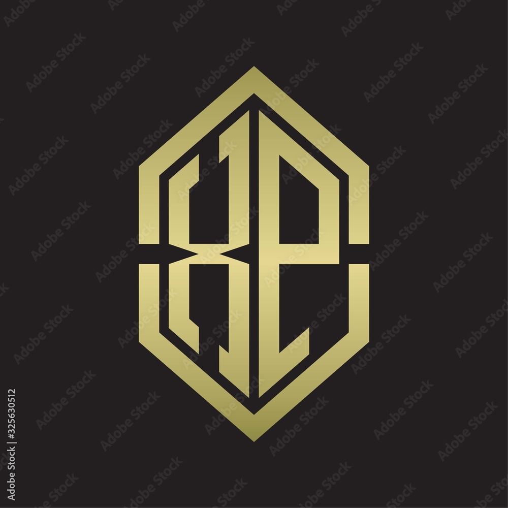 XP Logo monogram with hexagon shape and outline slice style with gold ...