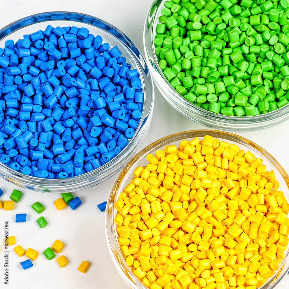 Polymeric dye. Plastic pellets. Colorant for plastics. Pigment in the ...