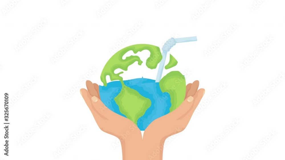 water day campaign animated with world planet and straw Stock Video ...