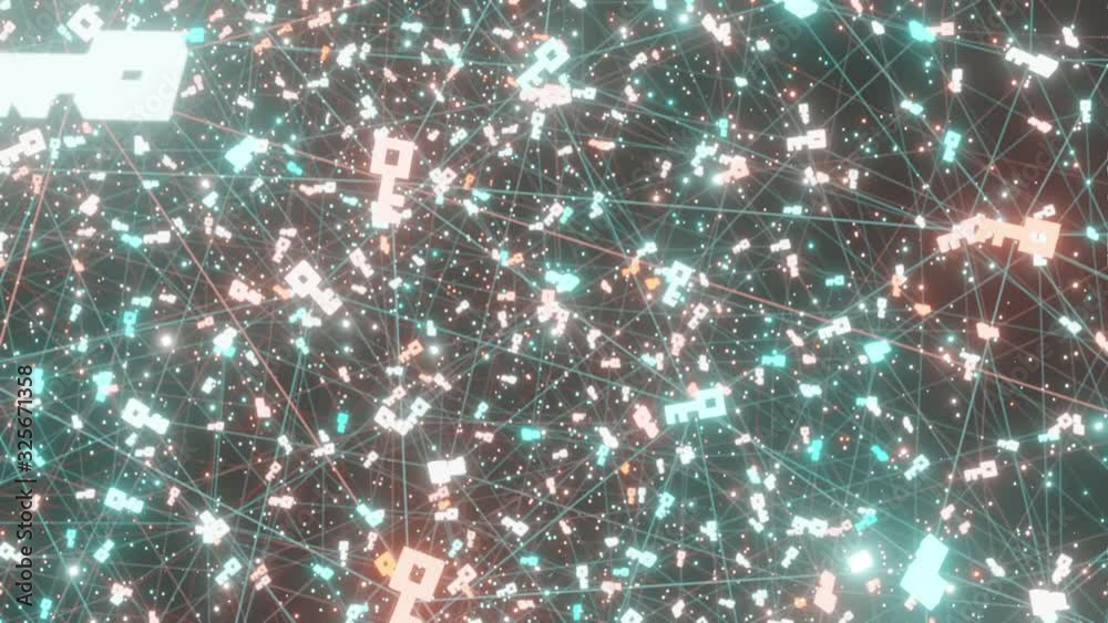 Abstract line lighting frame structure pattern wireframe polygon futuristic particle Key icon 3D ...