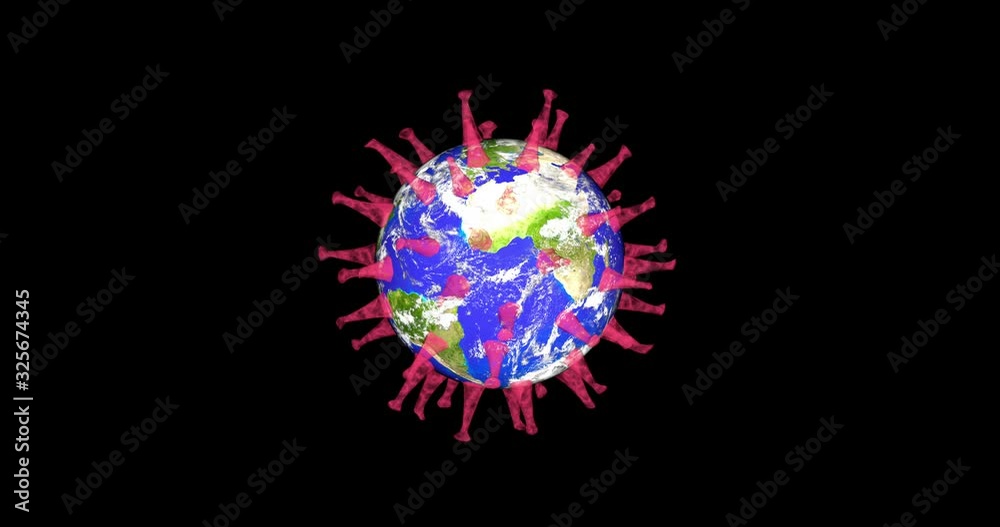 gigant red futuristic virus is growing and swallowing planet earth ...