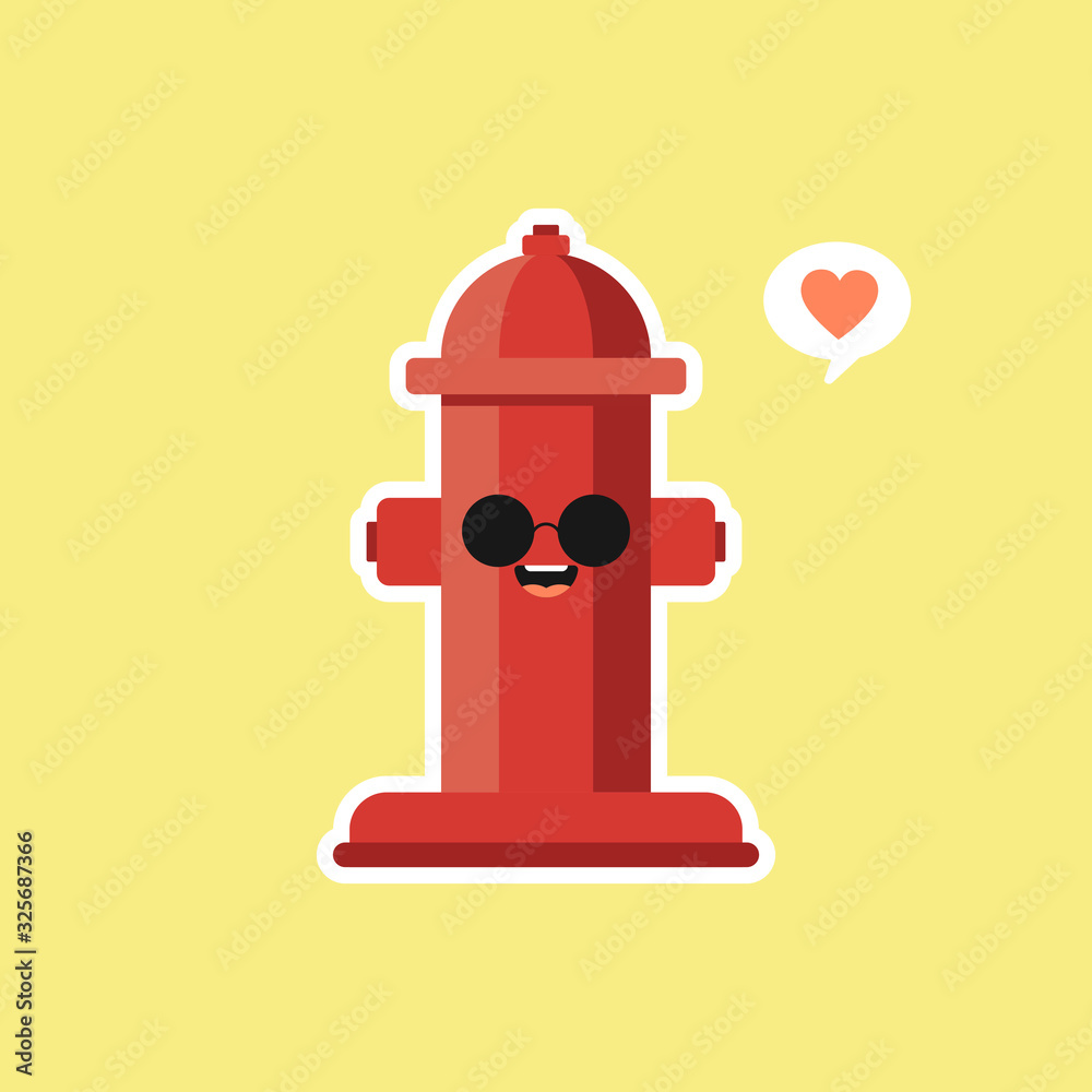 Red fire hydrant. Hydrant street pipe cute kawaii cartoon icon vector ...
