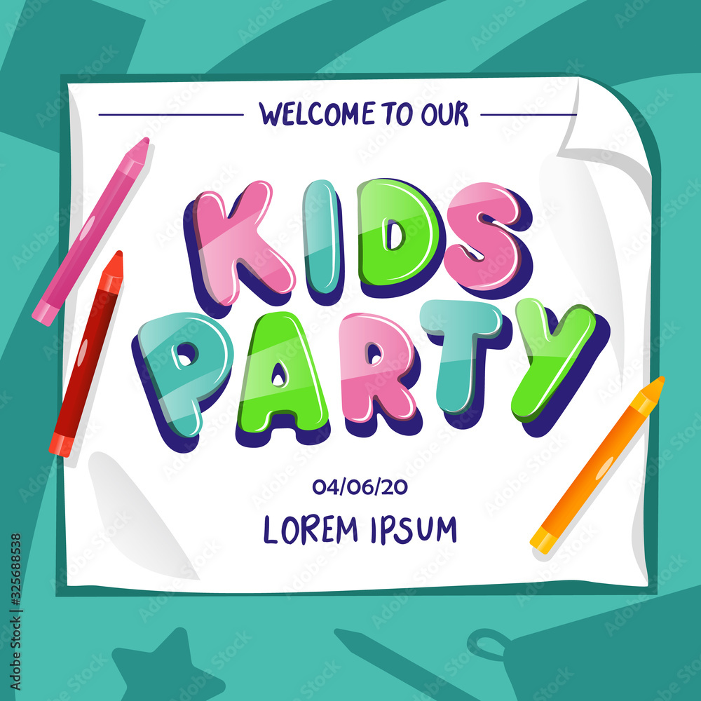 Kids Party Invitation Concept. Kids Party Design Template, Invitation ...