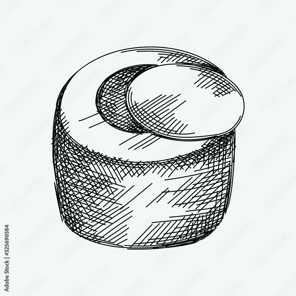 Hand drawn sketch of clay oven for baking tandir bread. Top view of the ...
